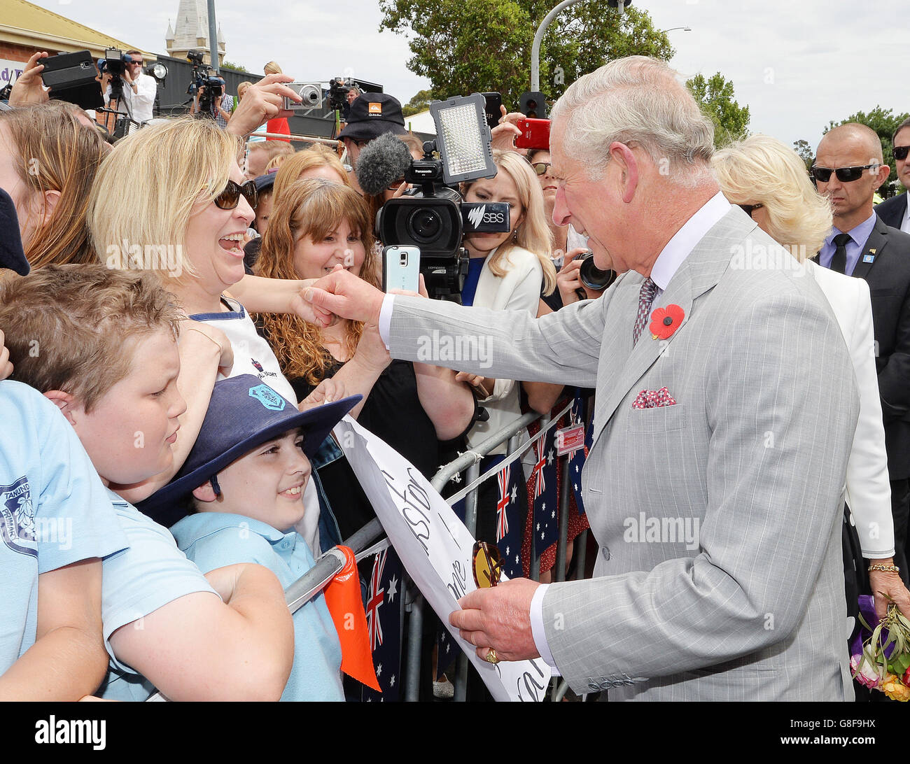 The Prince of Wales is greeted by Ken Clare Morrow who danced with the ...