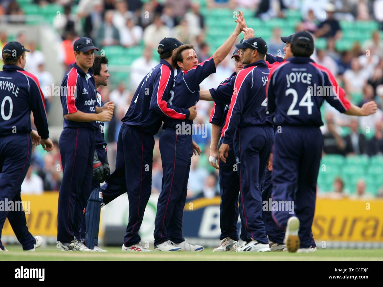 Middlesex Crusaders' celebrate getting the wicket of Surrey captain ...