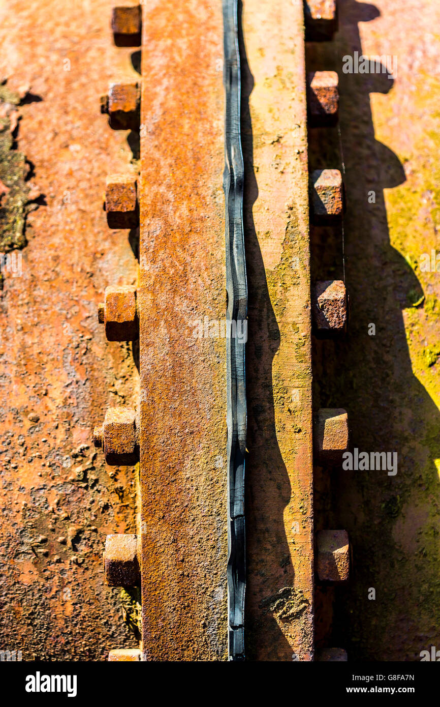Screw and nut, Rusty surface, metal, rusted, weathered, structures ...