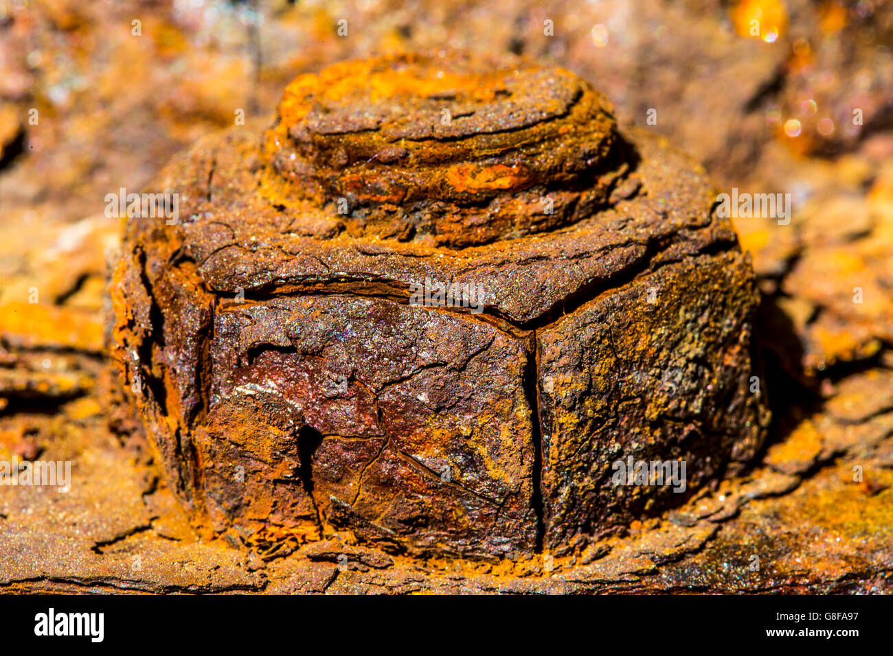 Screw and nut, Rusty surface, metal, rusted, weathered, structures ...