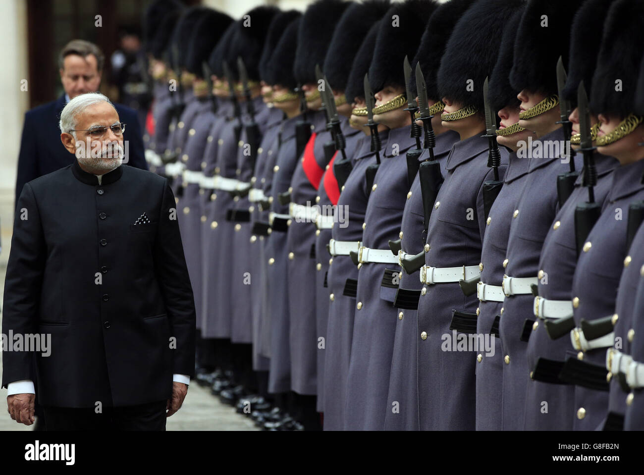 Indian Prime Minister Narendra Modi inspects F Company, The Scots ...