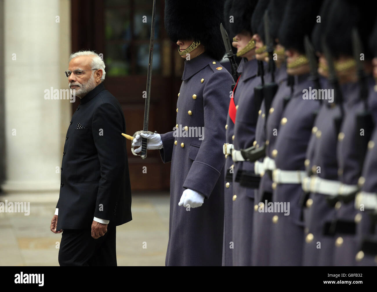 Indian Prime Minister Narendra Modi inspects F Company, The Scots ...
