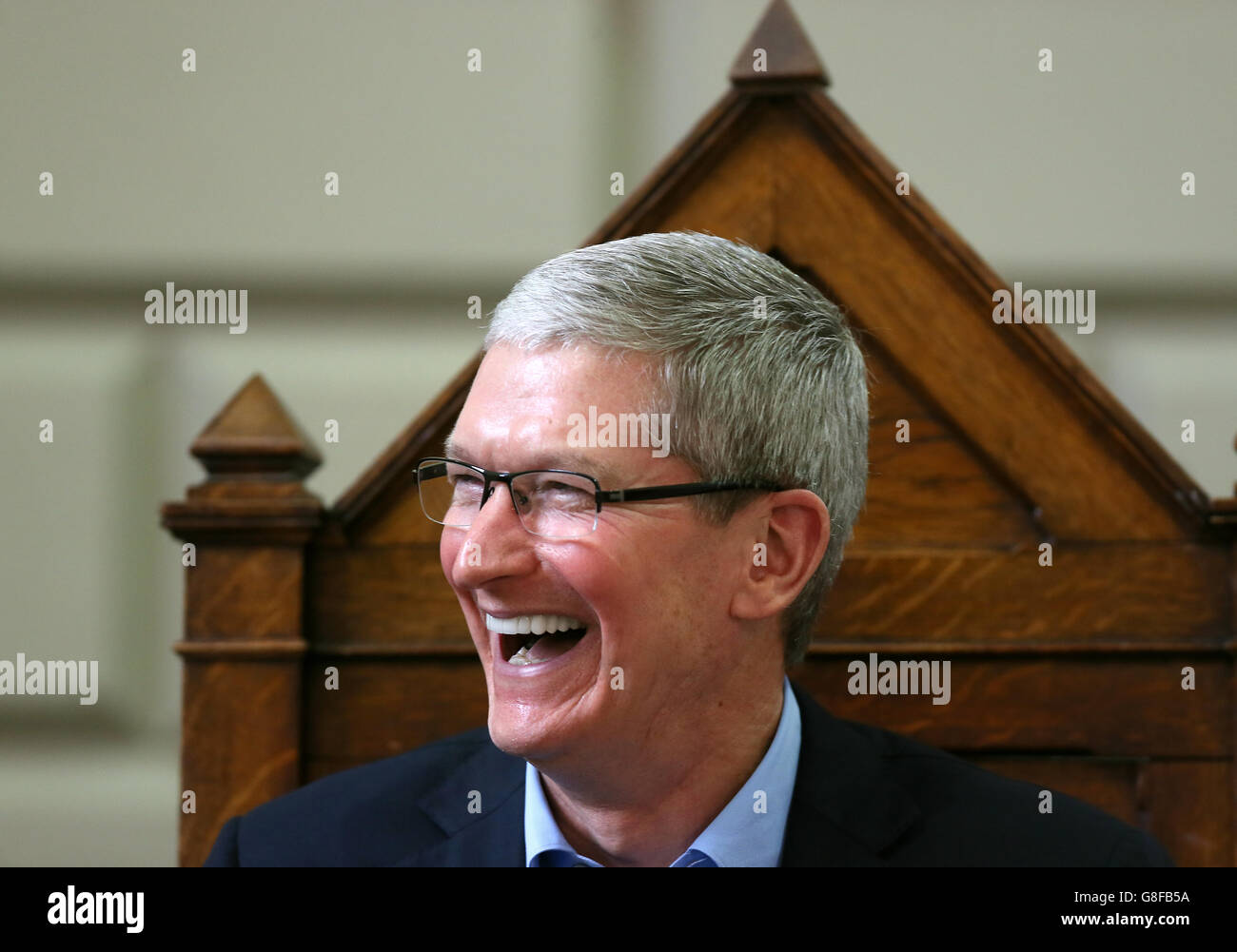 Apple chief executive Tim Cook at Trinity College in Dublin where he ...