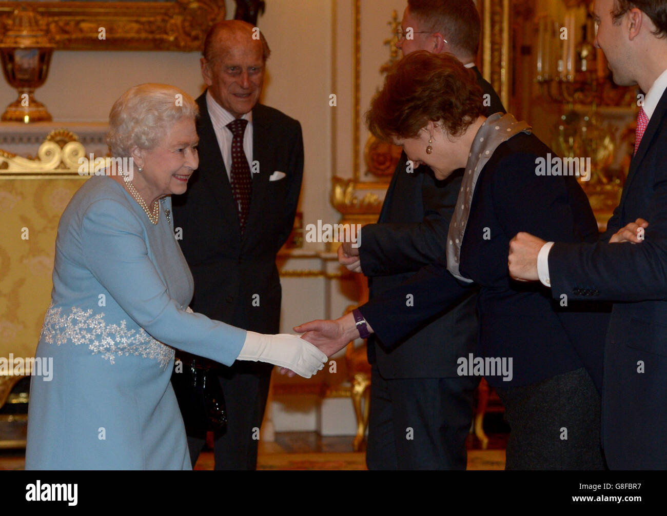 Queen Elizabeth II and the Duke of Edinburgh meet Dame Una O'Brien ...