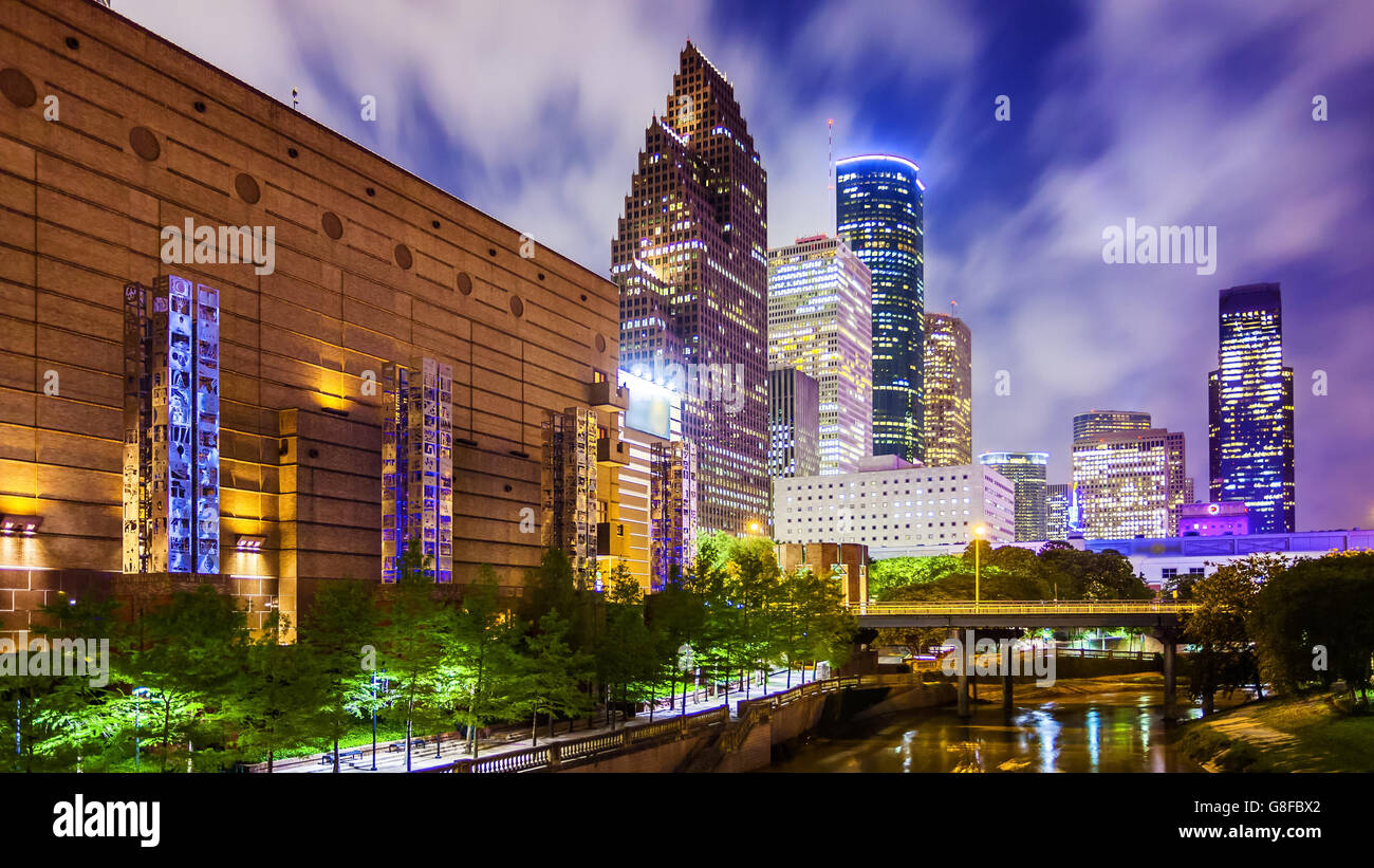 Houston, Texas downtown cityscape at night Stock Photo - Alamy