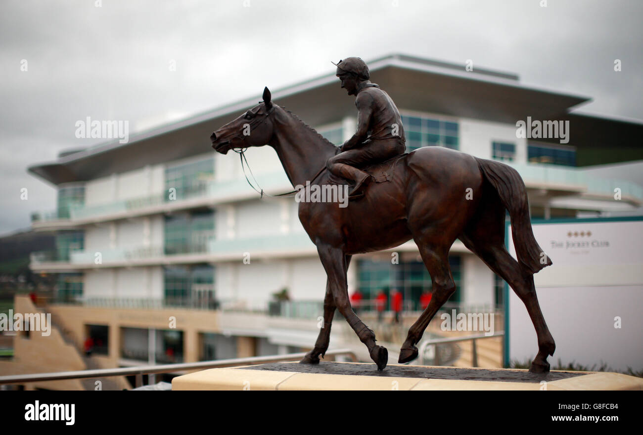 Cheltenham Races - The Open - The Open Sunday. Statue of Dawn Run ...