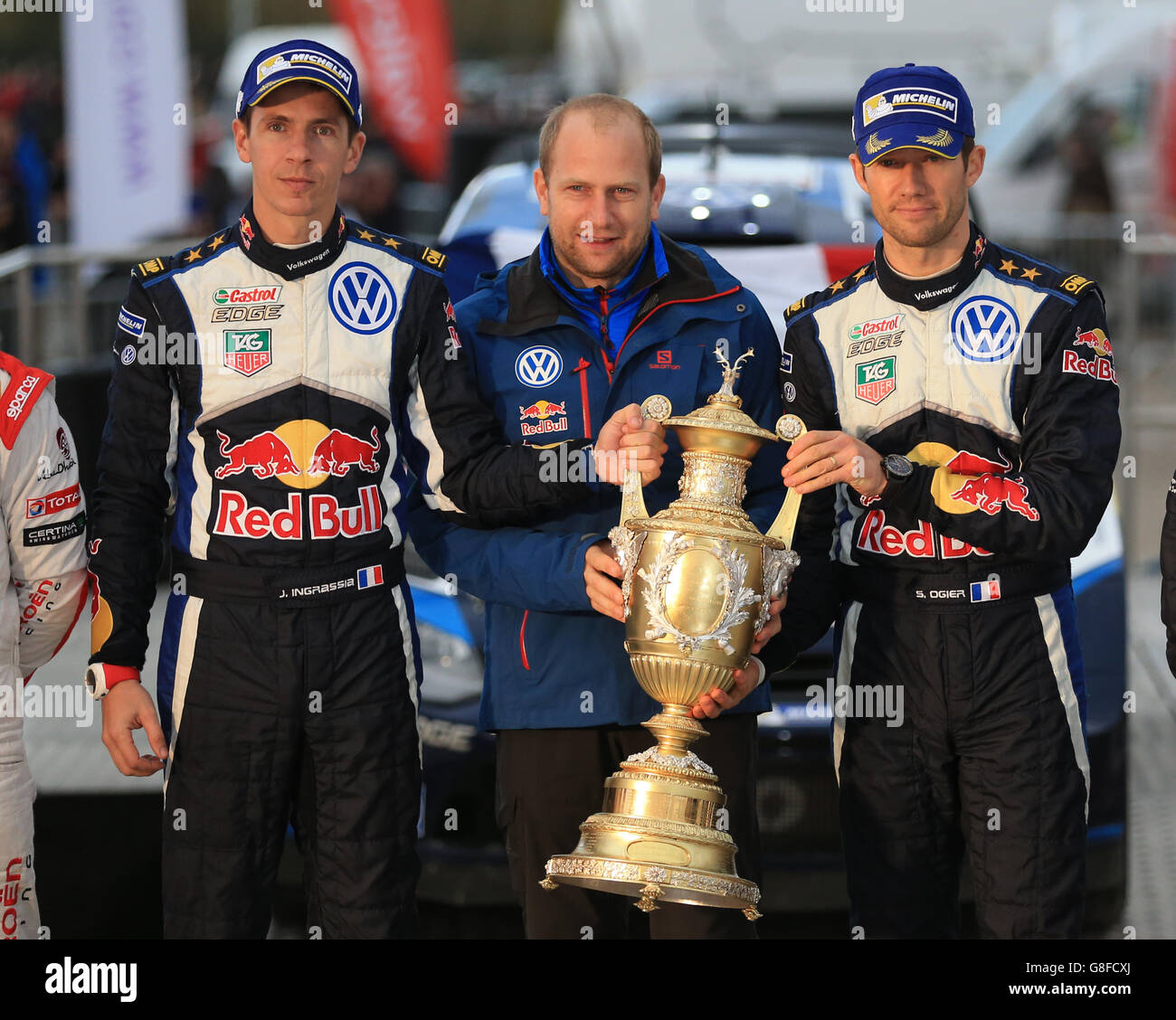 Winners of the Welsh Rally 2015. Driver (FRA) Sebastien Ogier (right ...