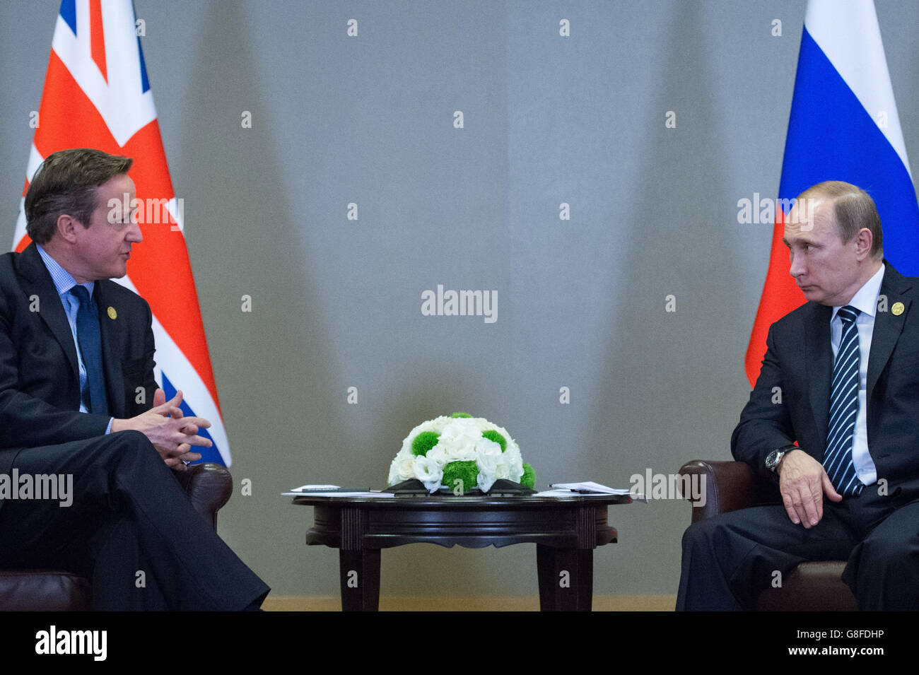 Prime Minister David Cameron holds a meeting with Russian President ...