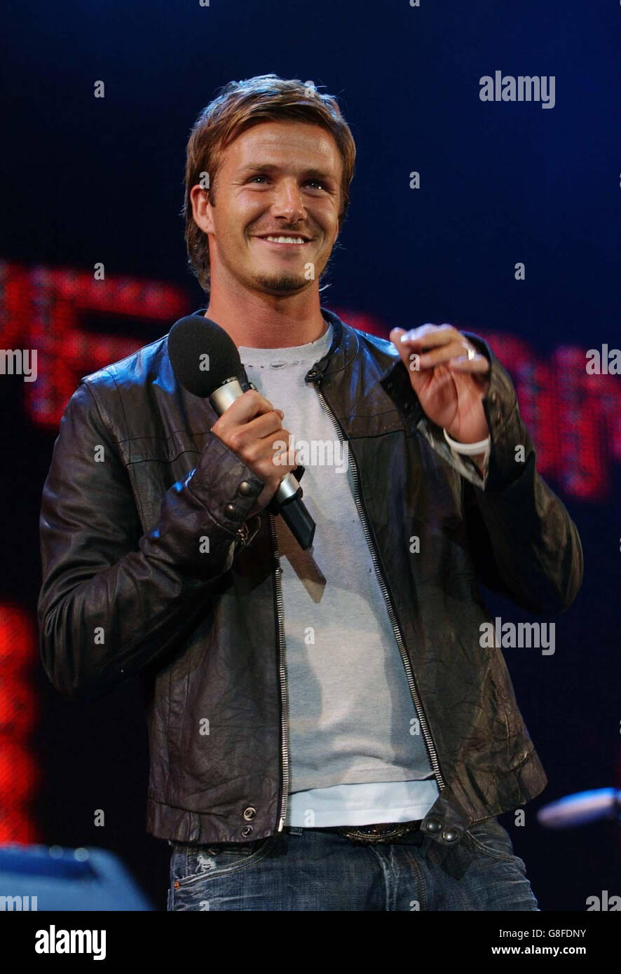 Live 8 Concert - Hyde Park. David Beckham on stage Stock Photo - Alamy