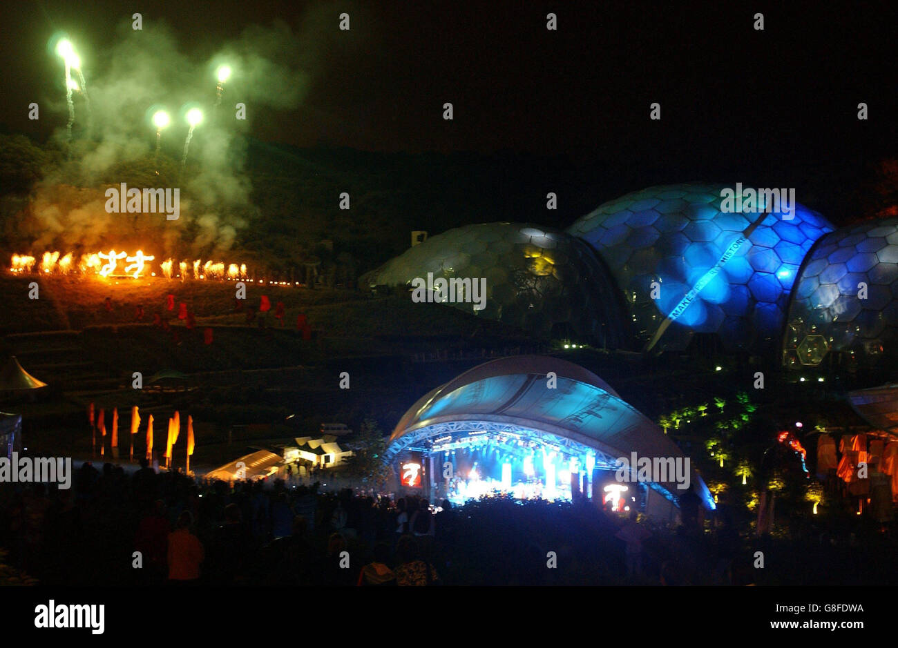 Live 8 Africa Calling Concert - The Eden Project. A firework display at ...