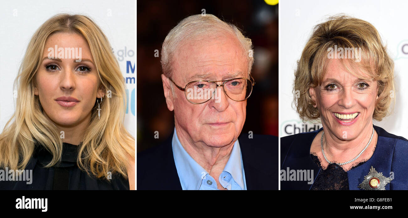 File photos of (from the left) Ellie Goulding, Sir Michael Caine and ...