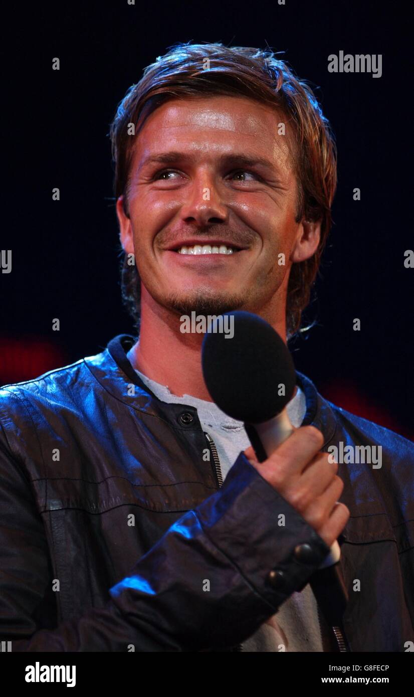 Live 8 Concert, Hyde Park. David Beckham on stage Stock Photo - Alamy