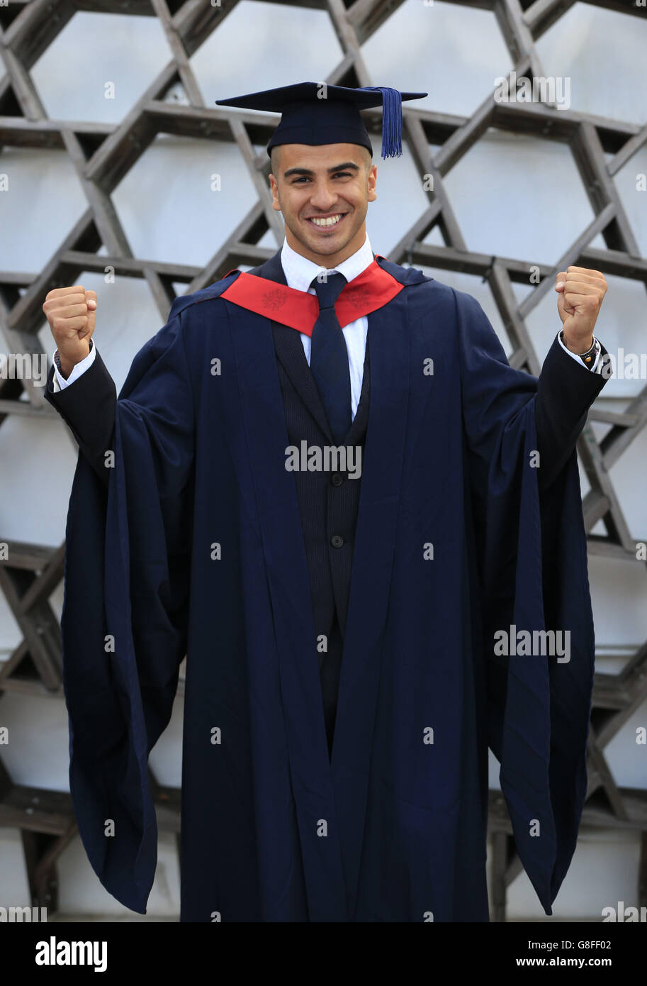 Sprinter Adam Gemili wears his cape and mortarboard following his ...