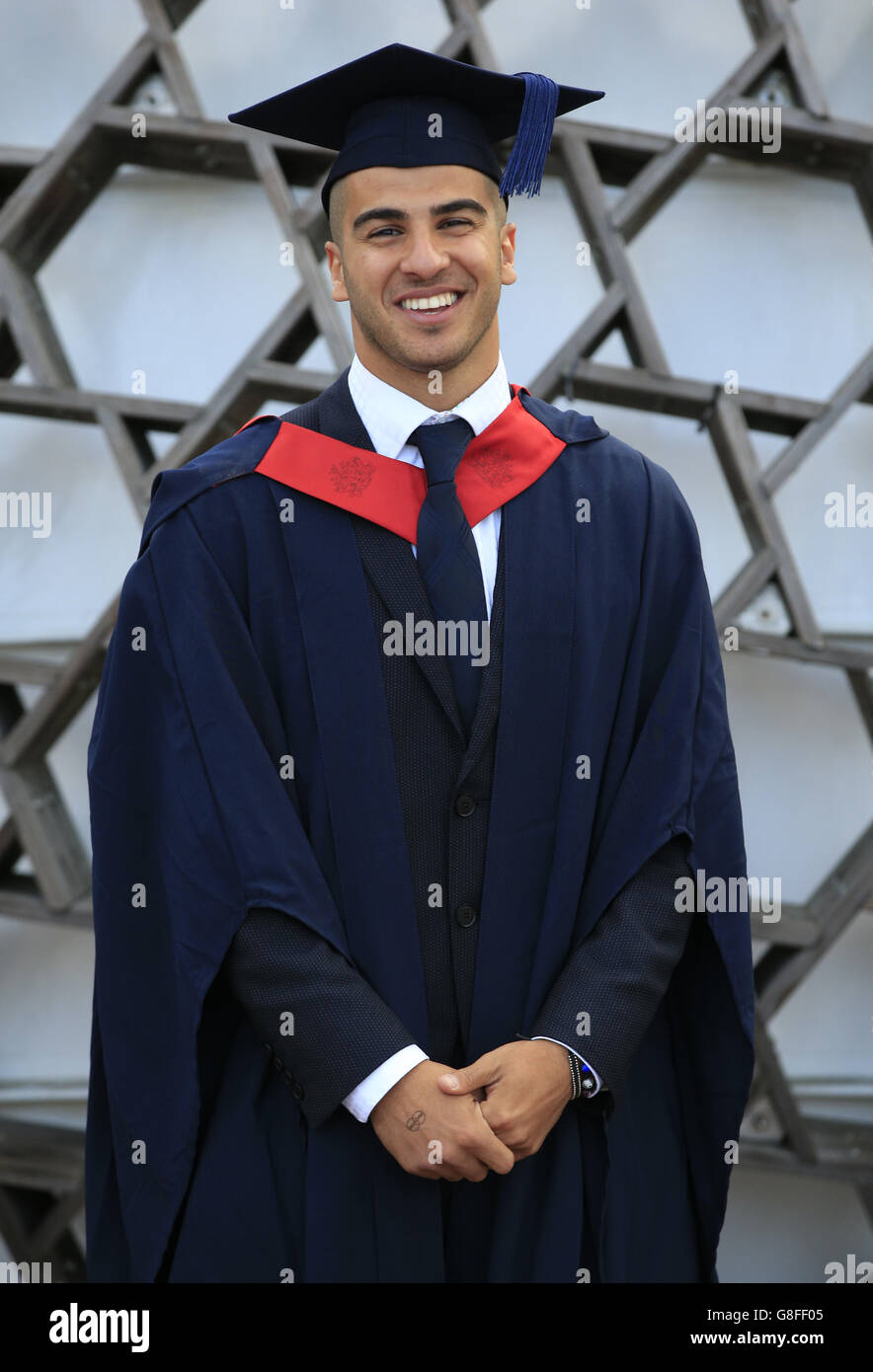 Sprinter Adam Gemili wears his cape and mortarboard following his ...