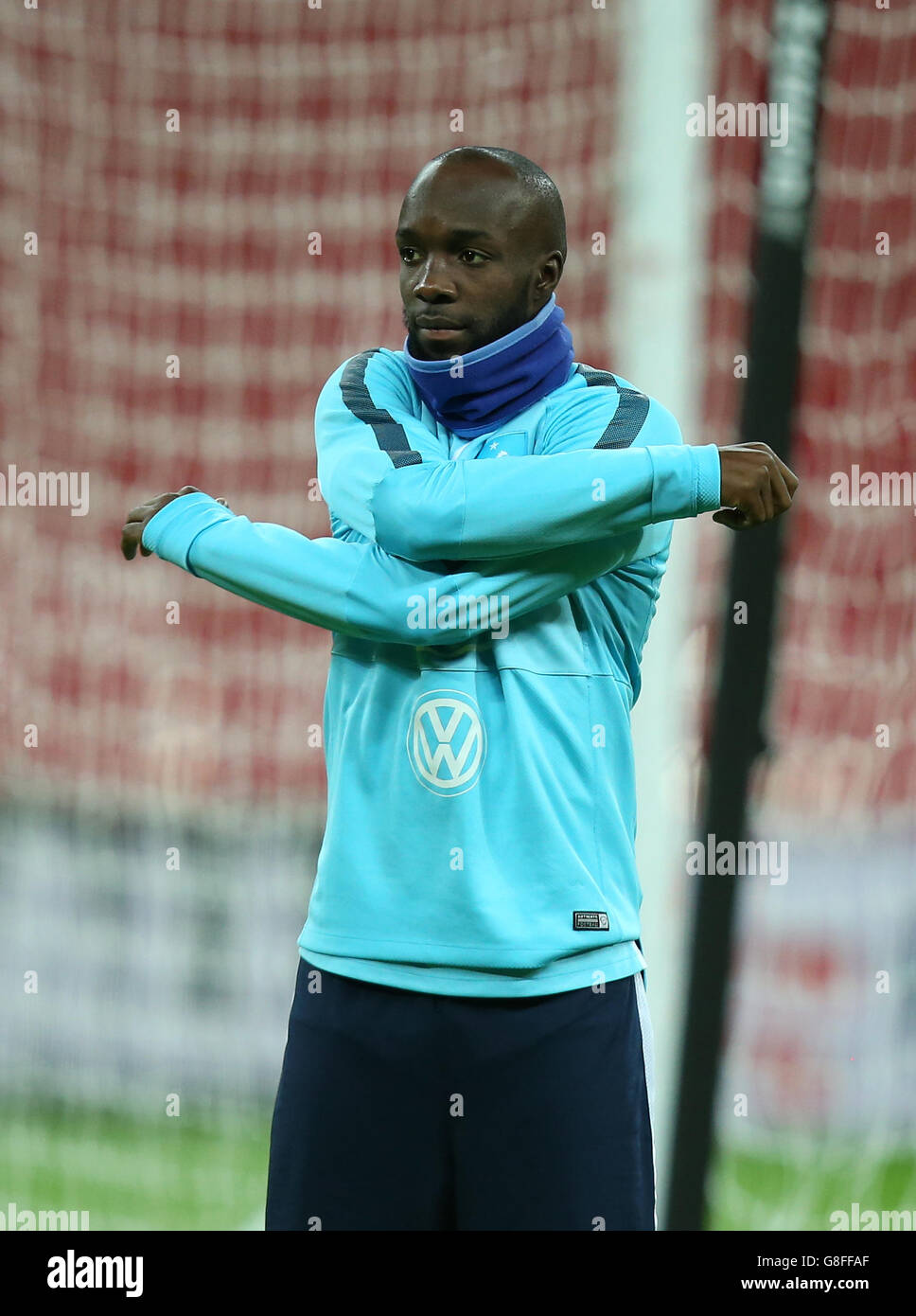 France's Lassana Diarra during a training session at Wembley Stadium ...