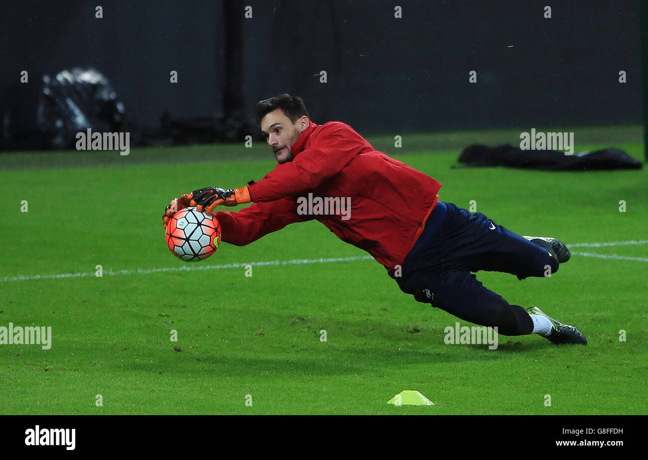 France goalkeeper hugo lloris during training session at wembley ...