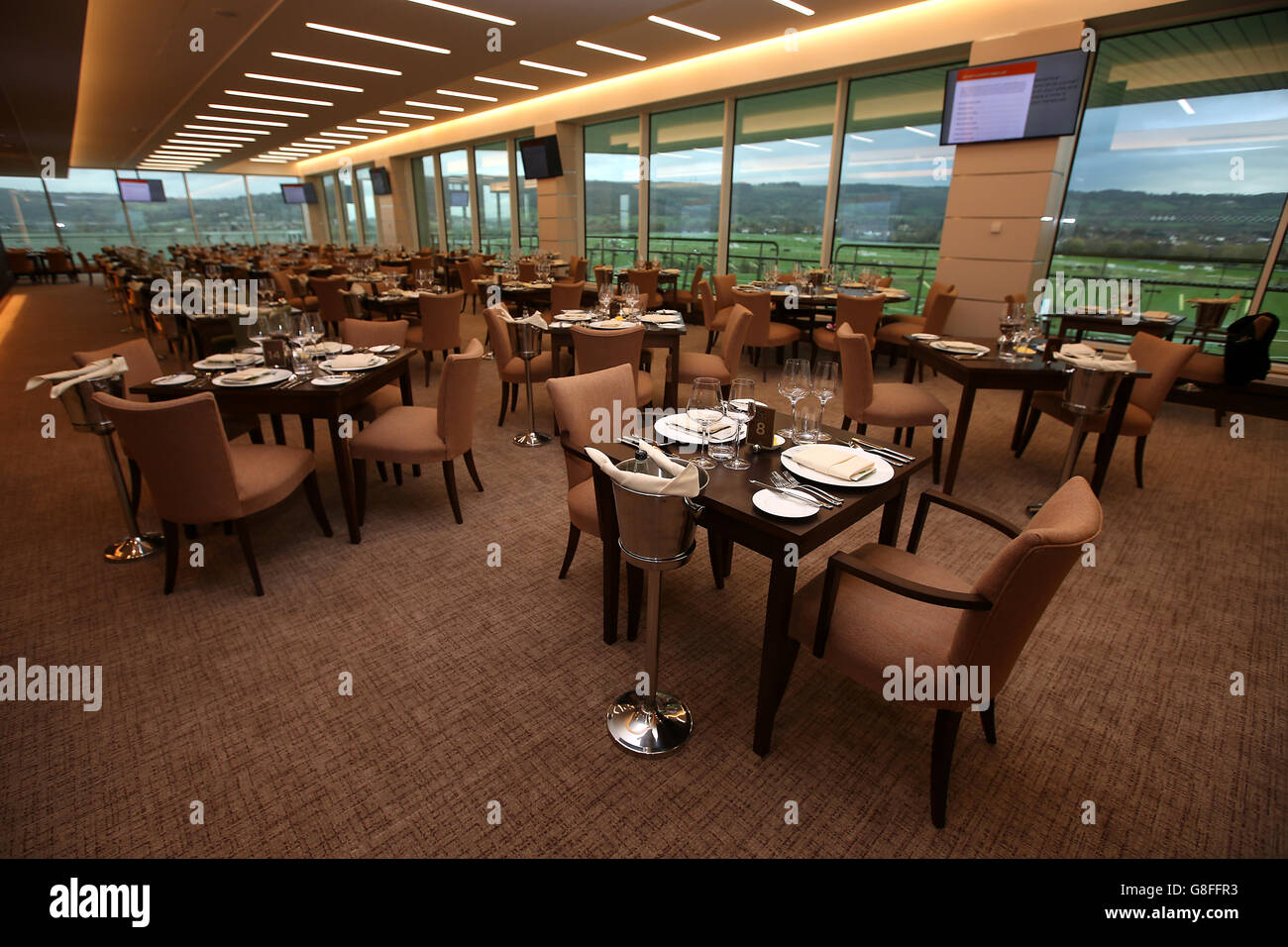 A general view of The Cheltenham Club at Cheltenham Racecourse Stock ...