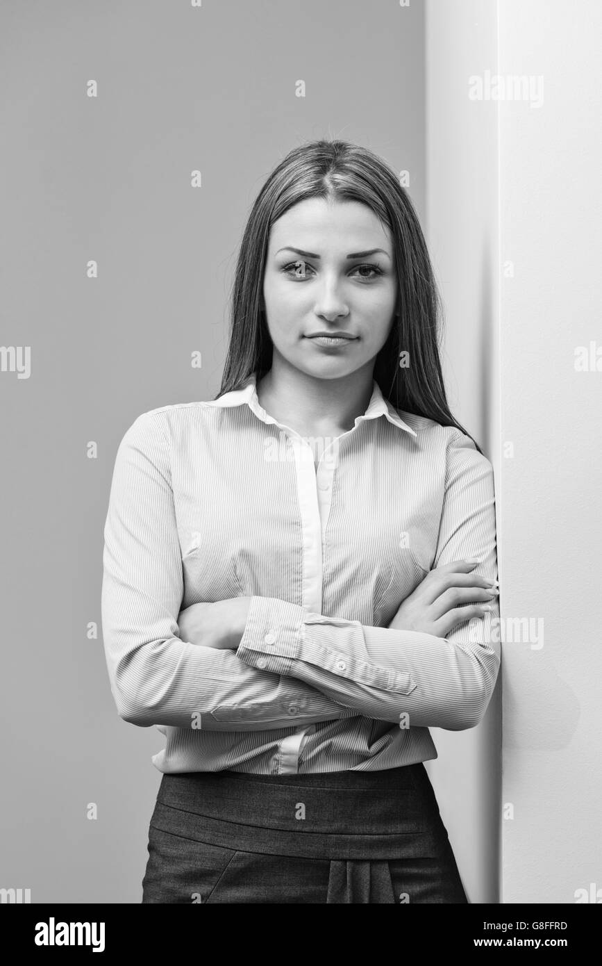 Portrait Of Handsome Beautiful Young Businesswoman Standing Arms ...