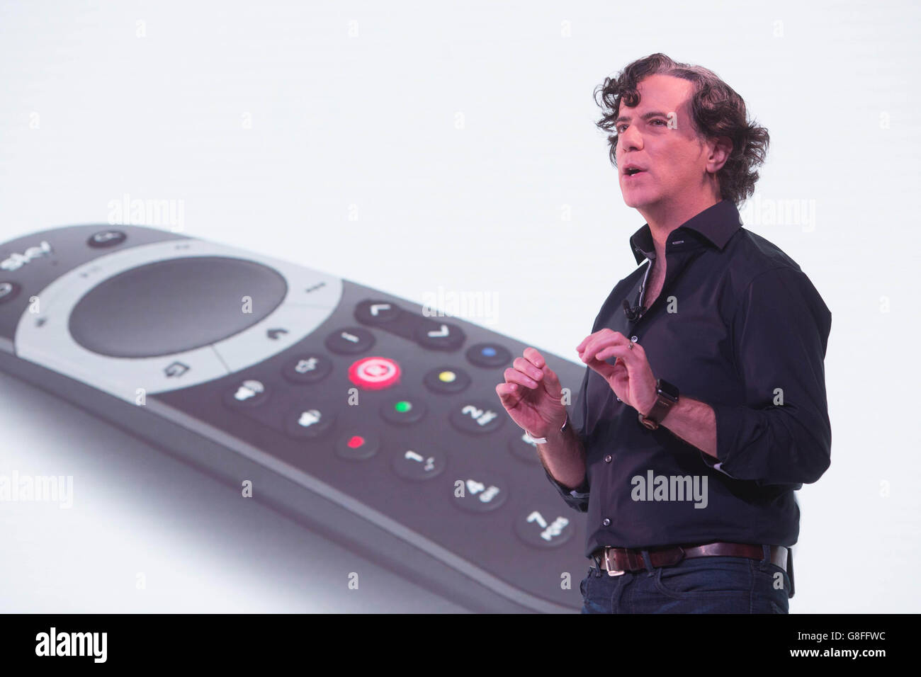 Andrew Olson, Director of New Products at Sky, speaking on stage at the ...