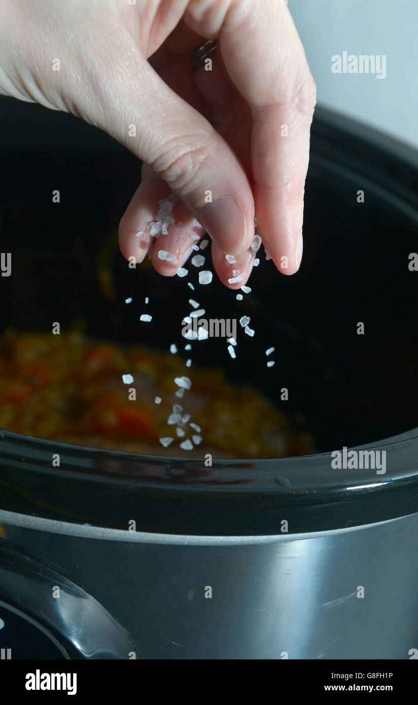 Sea salt added saucepan hi-res stock photography and images - Alamy