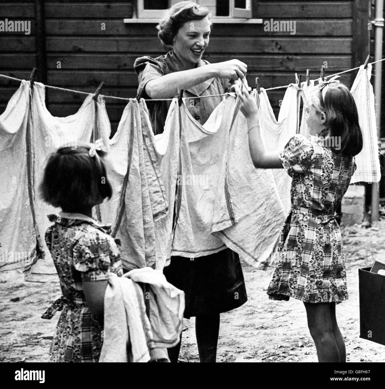 Hanging washing Black and White Stock Photos & Images - Alamy
