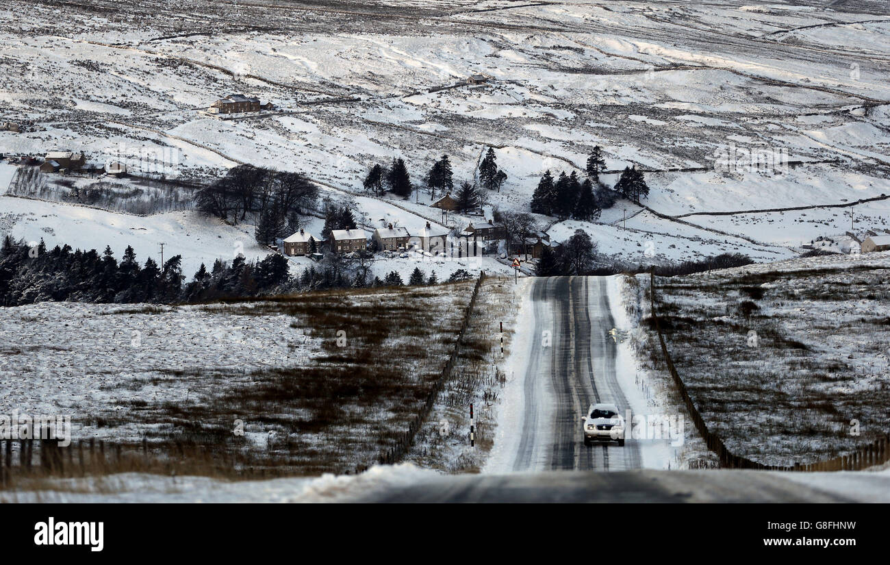 A snow-covered hillside at Nenthead in Cumbria, as parts of the UK saw ...