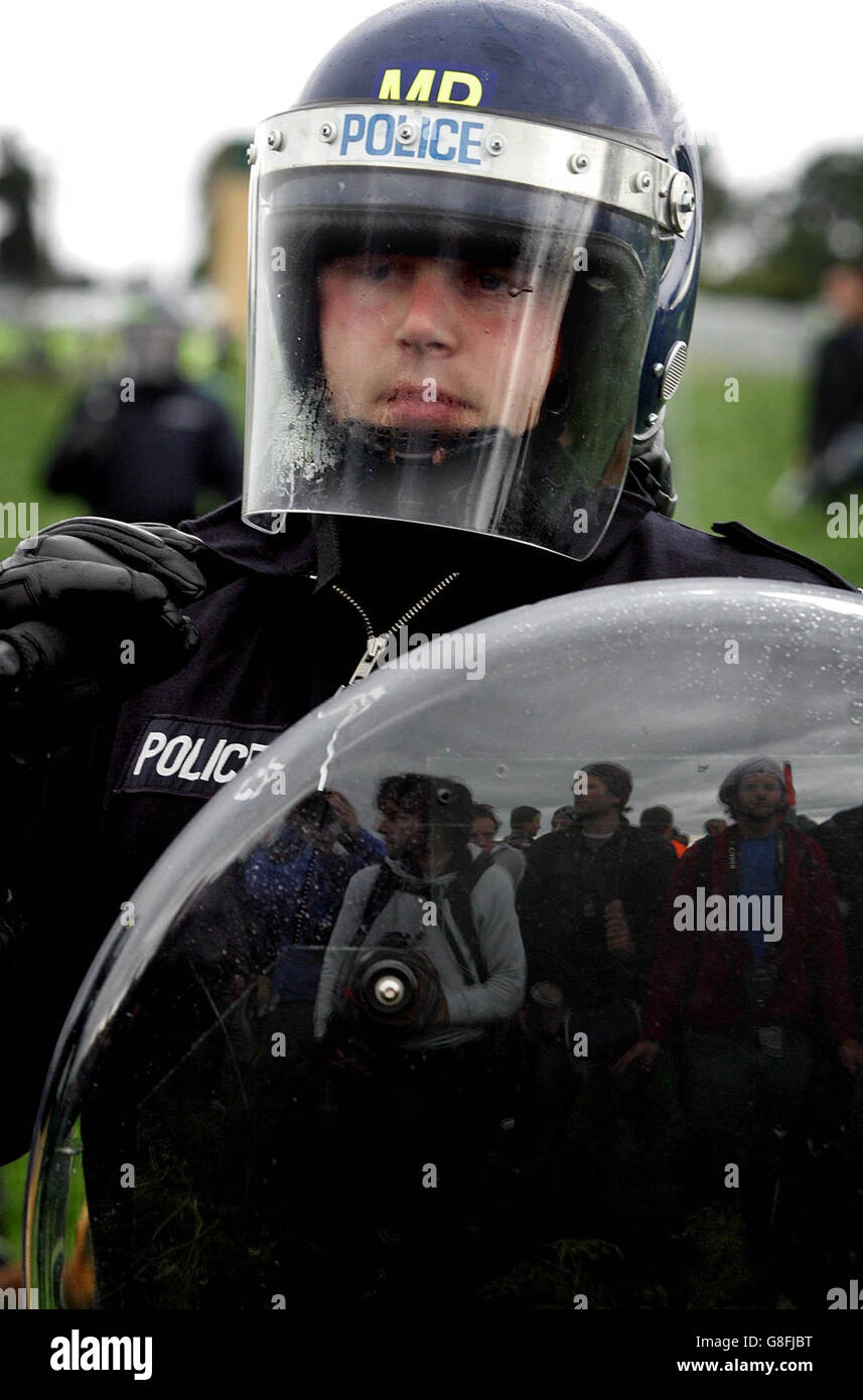 Police with g8 activists hi-res stock photography and images - Alamy