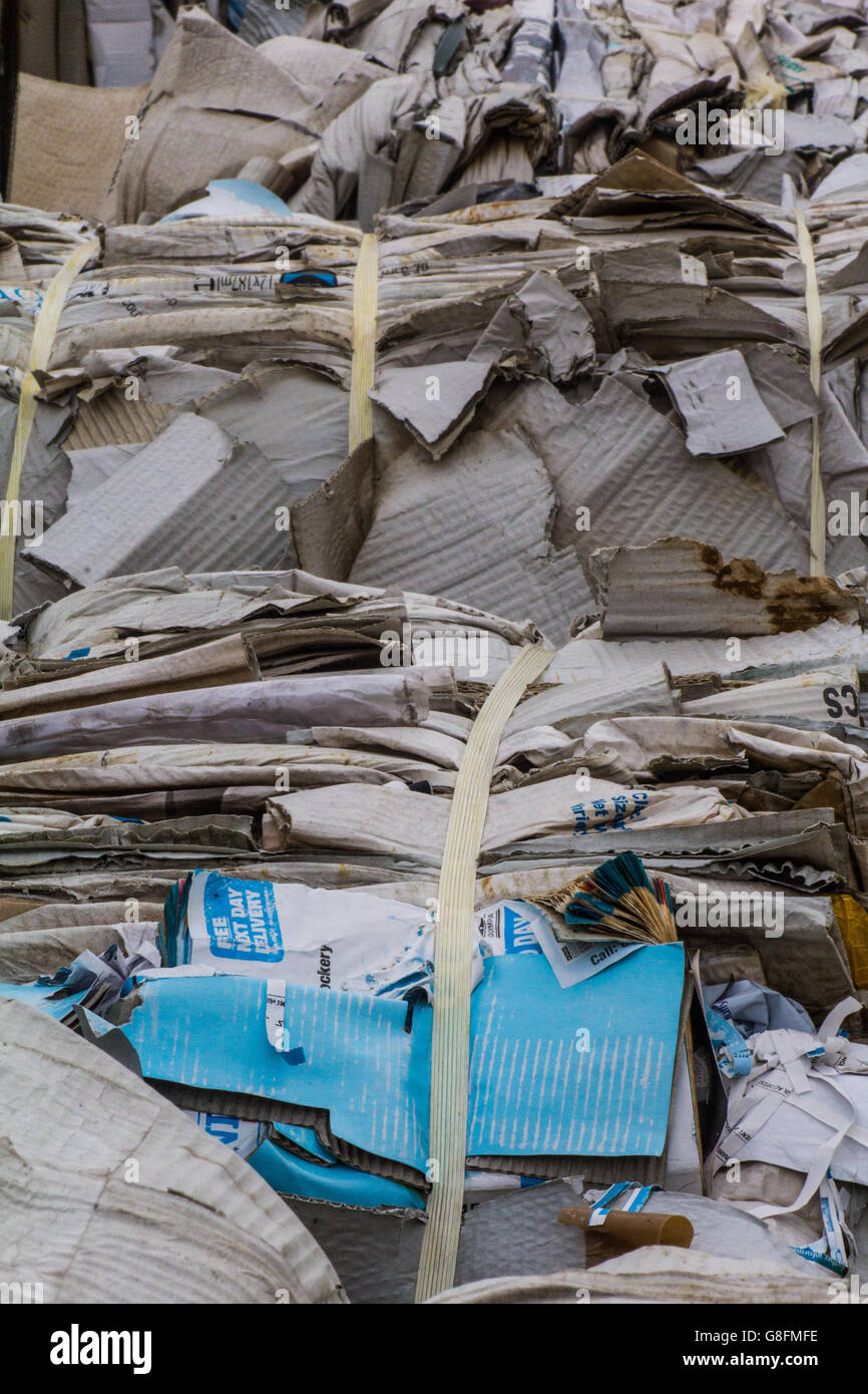 Cardboard bales waiting to be recycled Stock Photo - Alamy