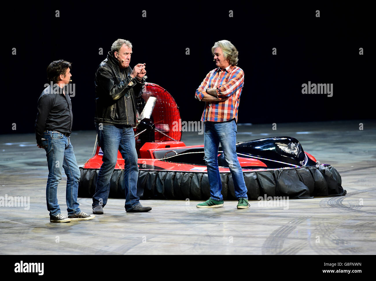 (Left to right) Richard Hammond, Jeremy Clarkson and James May during ...
