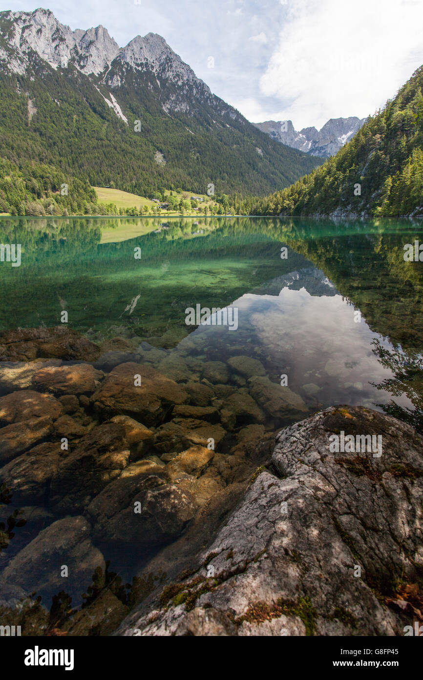Lake Hintersteinersee, or Hintersteiner See, in the Austrian Tyrol, near Scheffau and the Wilder ...