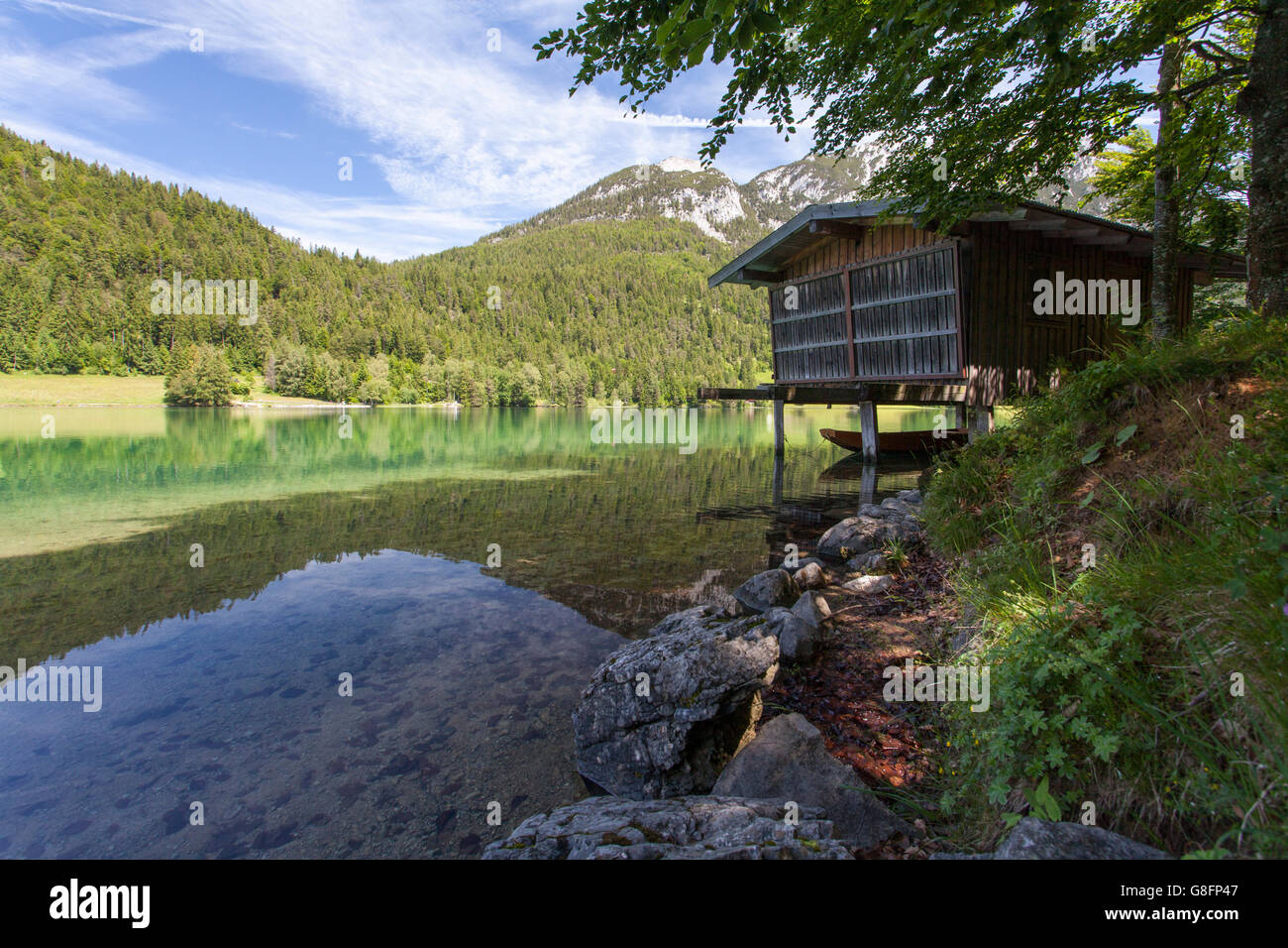 Lake Hintersteinersee, or Hintersteiner See, in the Austrian Tyrol ...