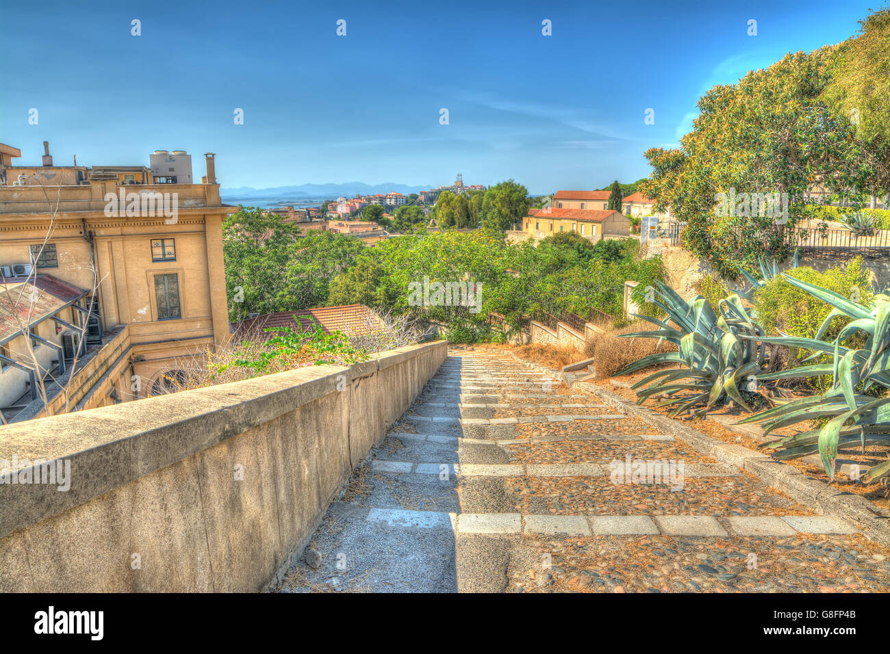 paved stairs in Cagliari, Sardinia Stock Photo - Alamy