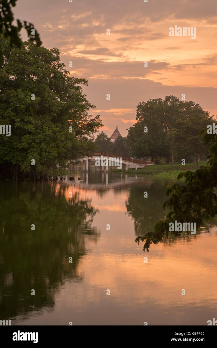 the landscape of the Historical park in the city of Ayutthaya north of ...