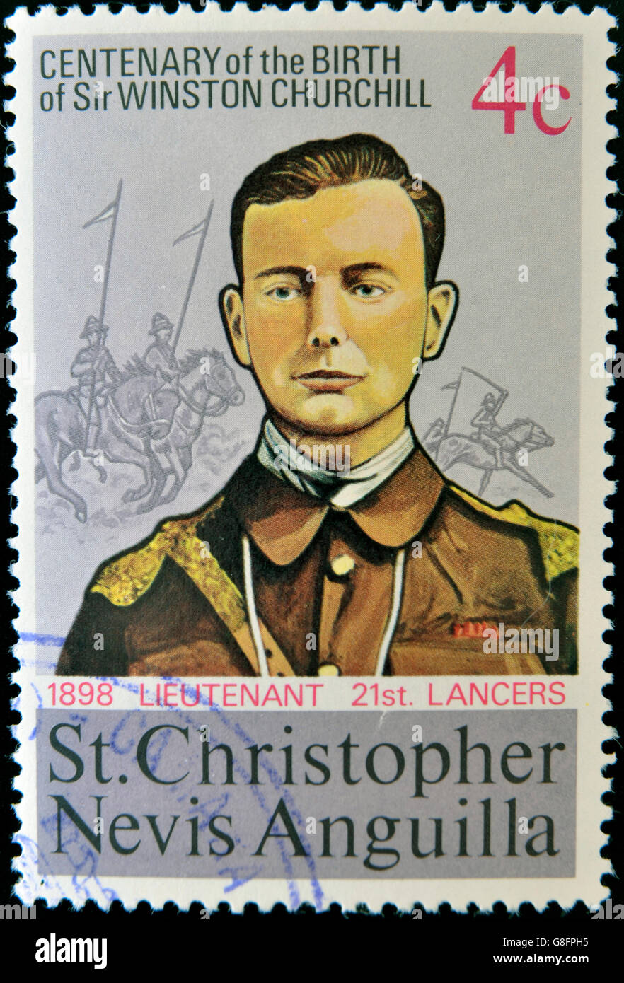 ST CHRISTOPHER NEVIS ANGUILLA - CIRCA 1974: A stamp printed in St ...