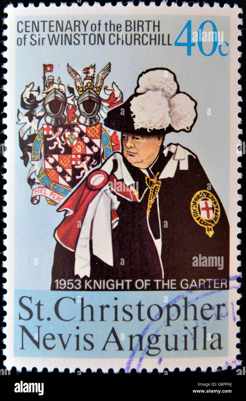 ST CHRISTOPHER NEVIS ANGUILLA - CIRCA 1974: A stamp printed in St ...