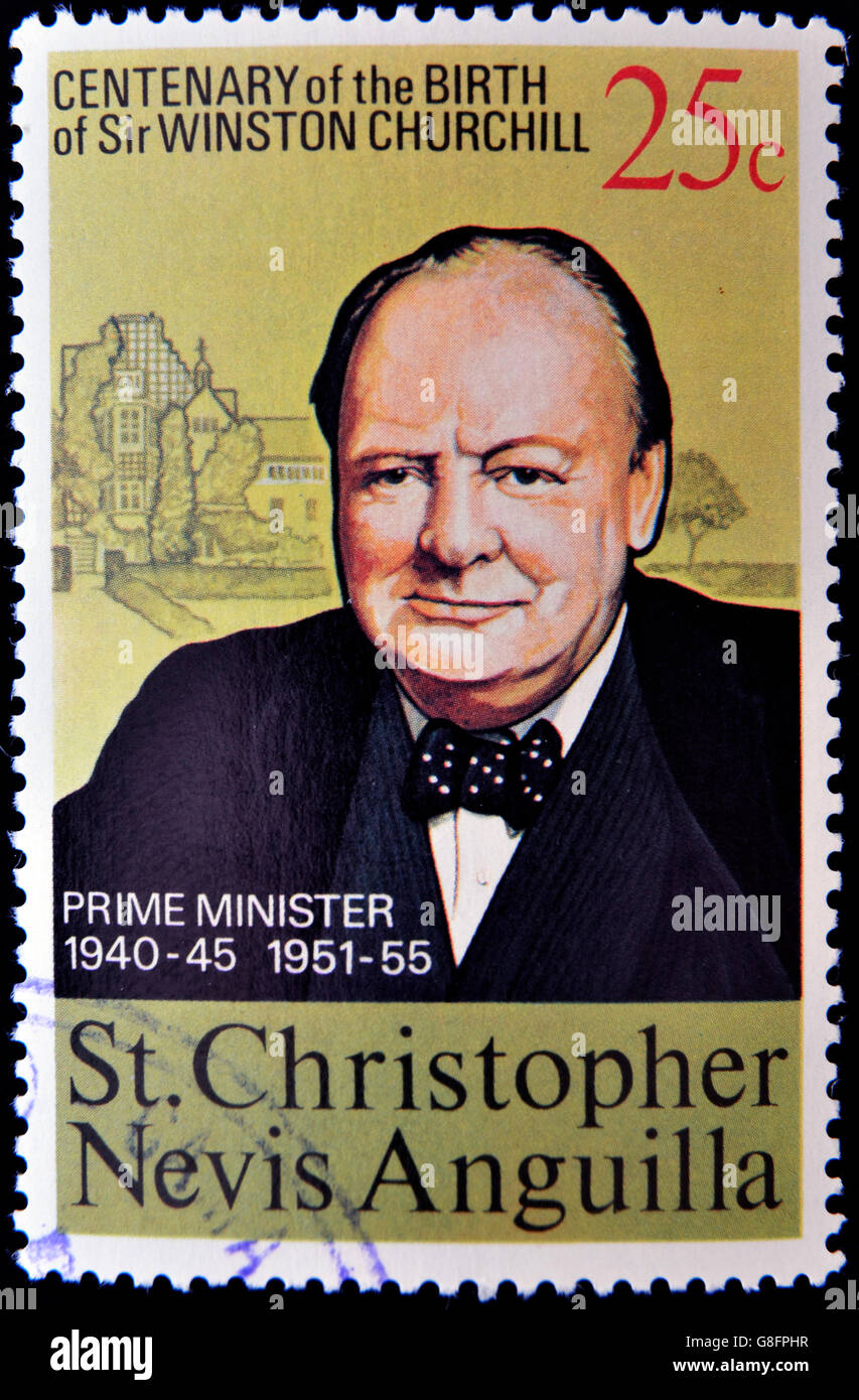 ST CHRISTOPHER NEVIS ANGUILLA - CIRCA 1974: A stamp printed in St ...