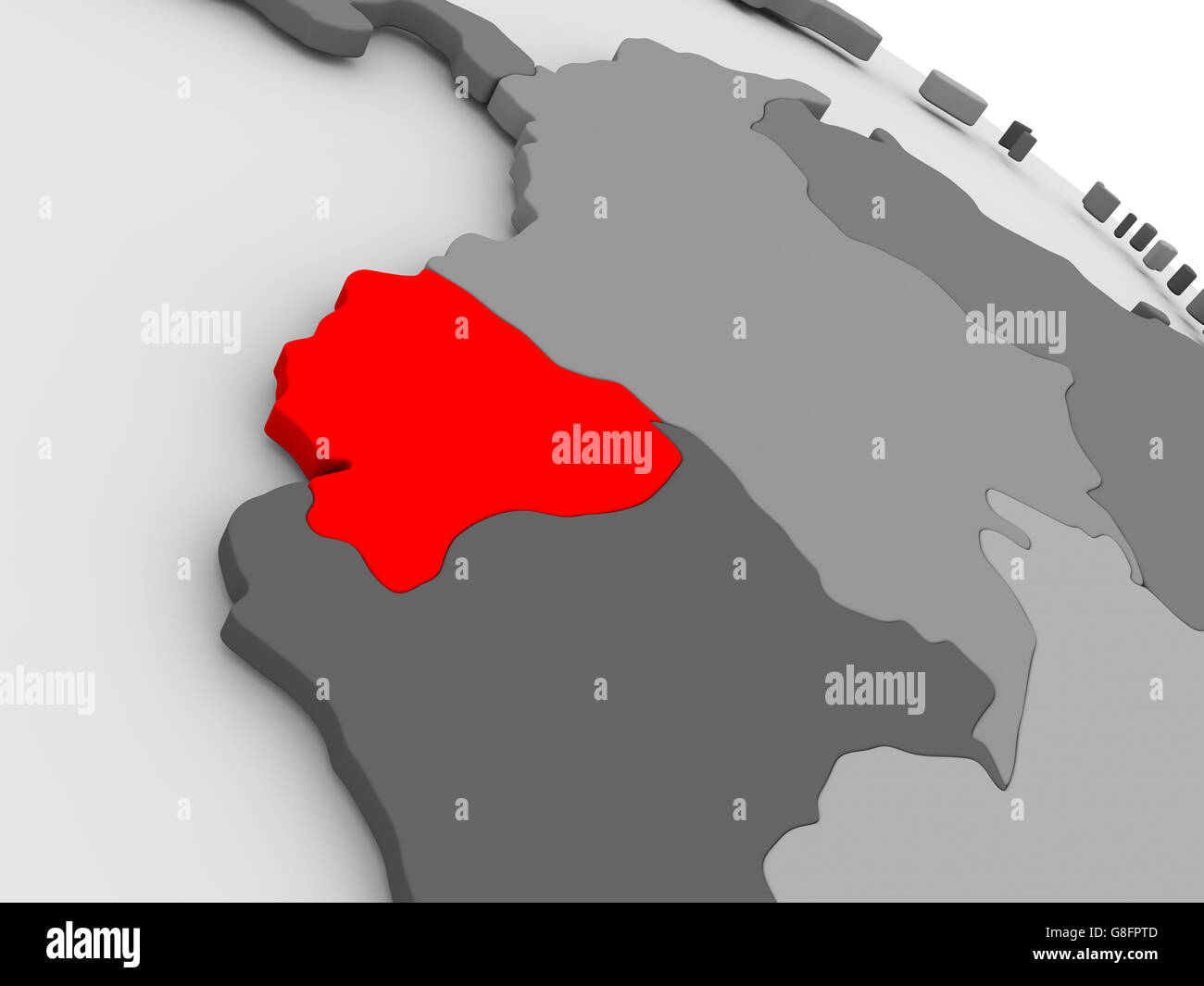 Ecuador highlighted in red on model of globe. 3D illustration Stock ...