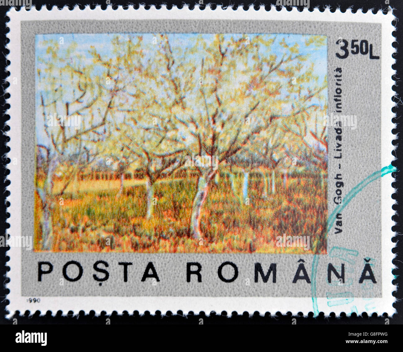 ROMANIA - CIRCA 1990: A stamp printed in Romania shows orchard bloom by ...