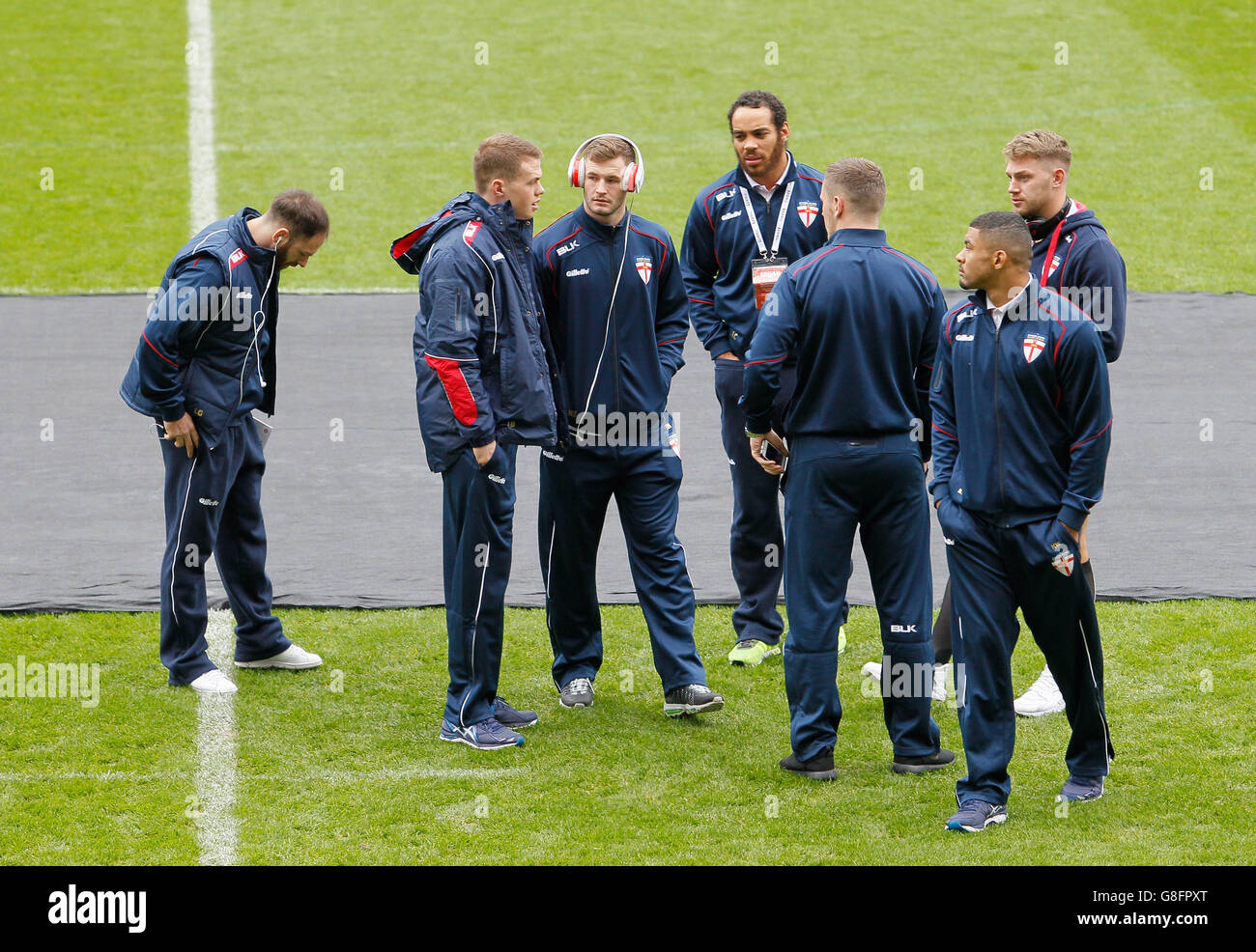 England players on the pitch before the International Test Series match ...