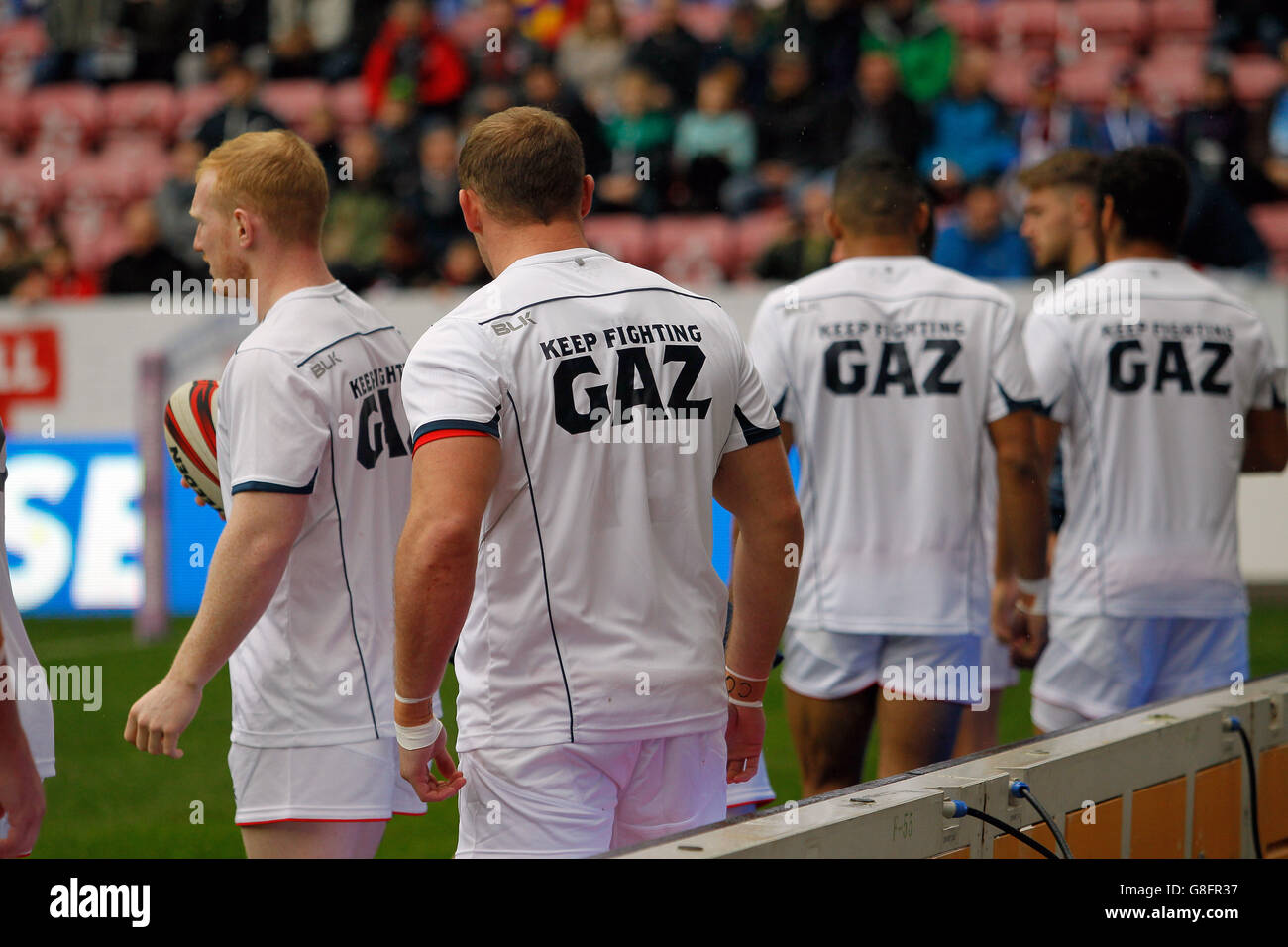 Players wearing "keep fighting Gaz" T-shirts showing support for Gary ...