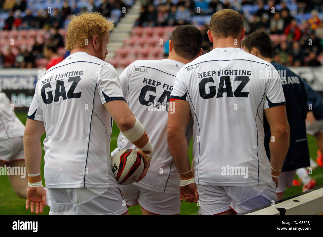 Players wearing "keep fighting Gaz" T-shirts showing support for Gary ...