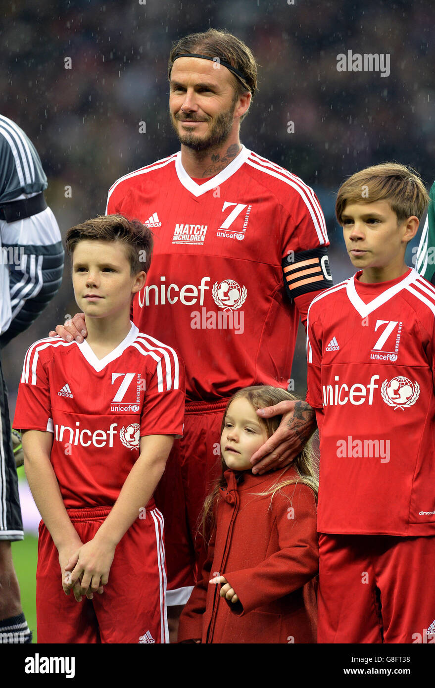 Great Britain & Ireland's David Beckham with his kids, Romeo (right ...