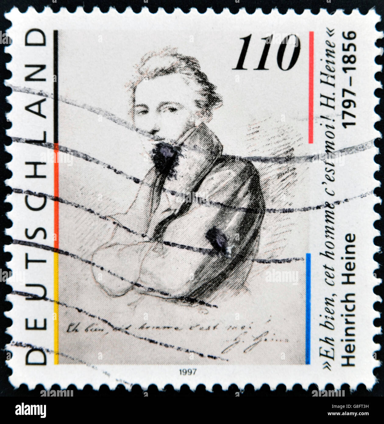 GERMANY - CIRCA 1997: A stamp printed in Germany shows Heinrich Heine ...