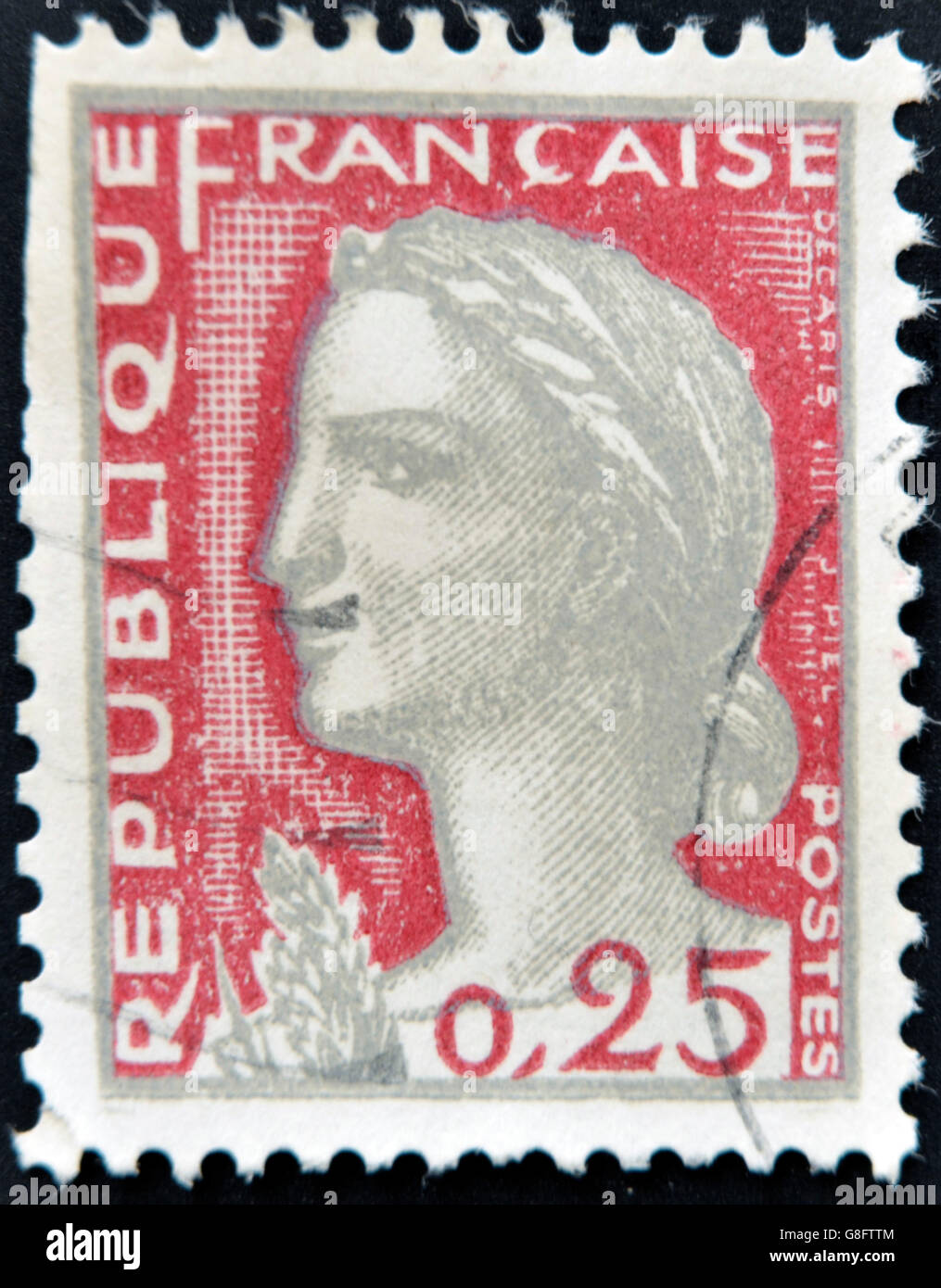 FRANCE - CIRCA 1960: A stamp printed in France shows Marianne, type ...