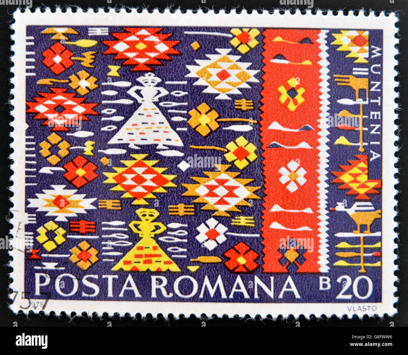ROMANIA - CIRCA 1975: A stamp printed in Romania, show Romanian Peasant ...