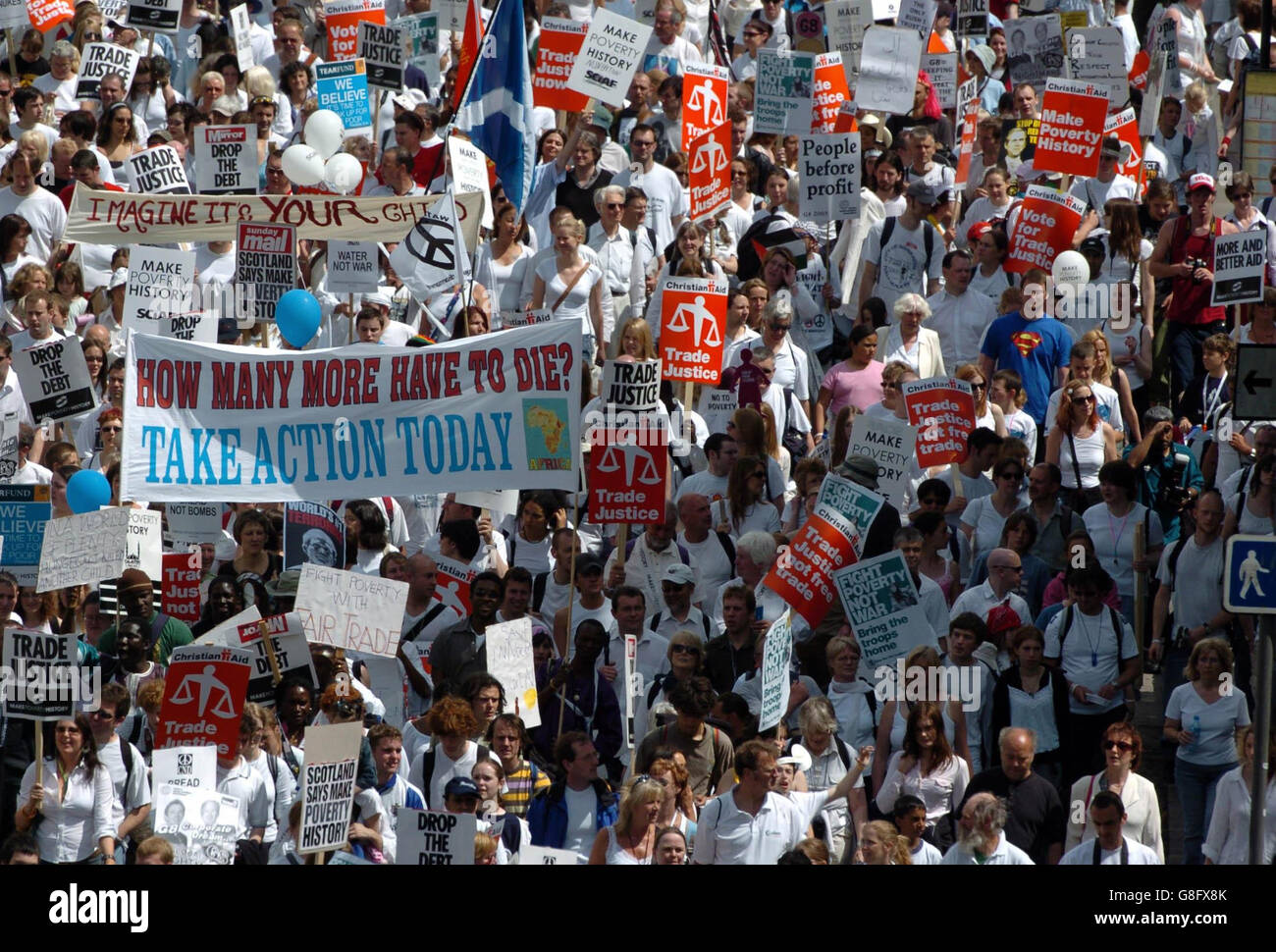 The Christian Aid Make Poverty History March makes its way along ...