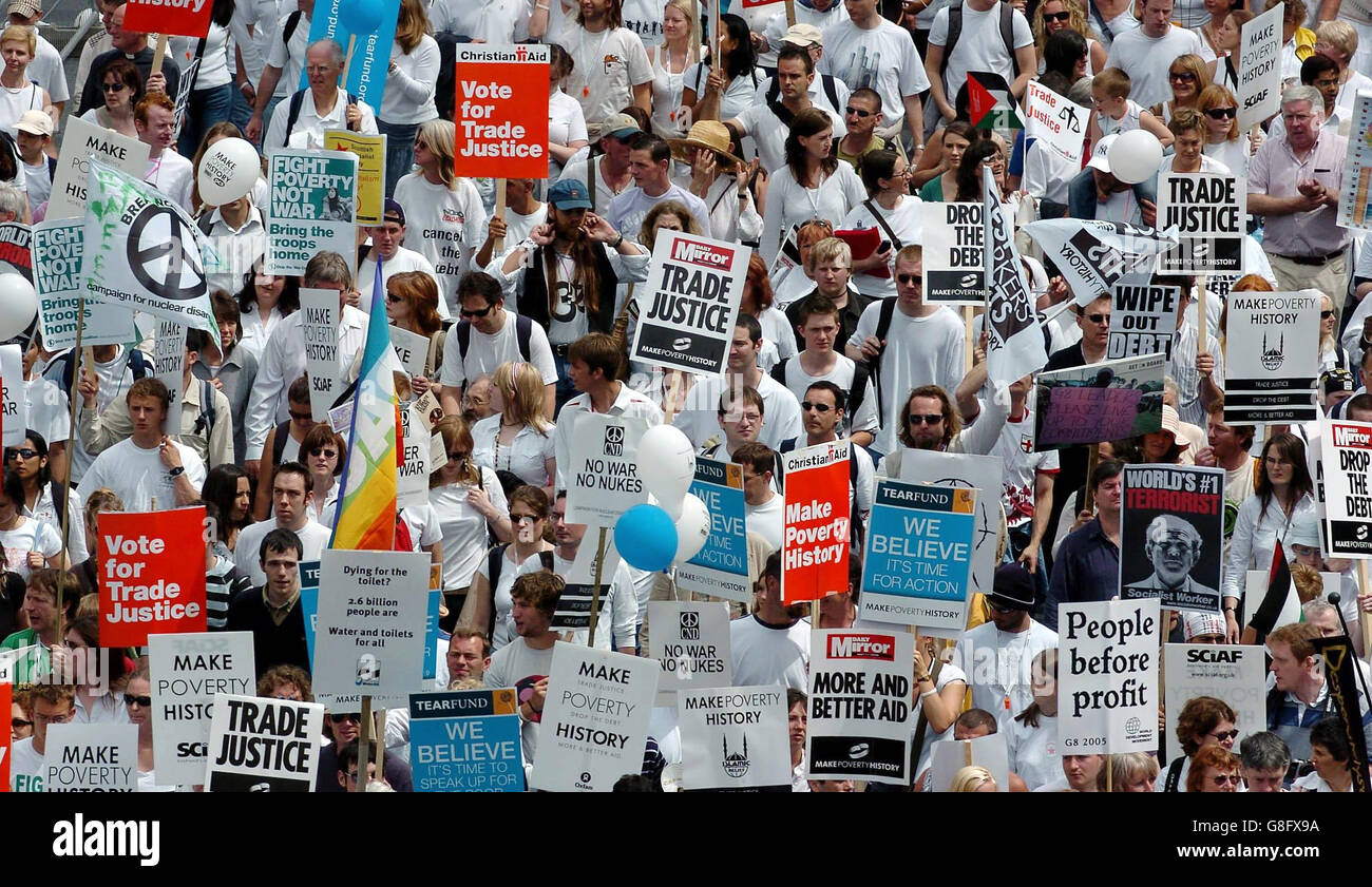The Christian Aid Make Poverty History March makes its way along ...