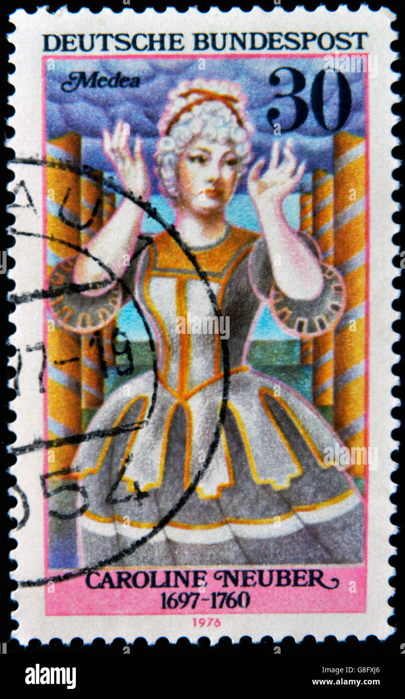 GERMANY - CIRCA 1976: A stamp printed in Germany shows German actress ...