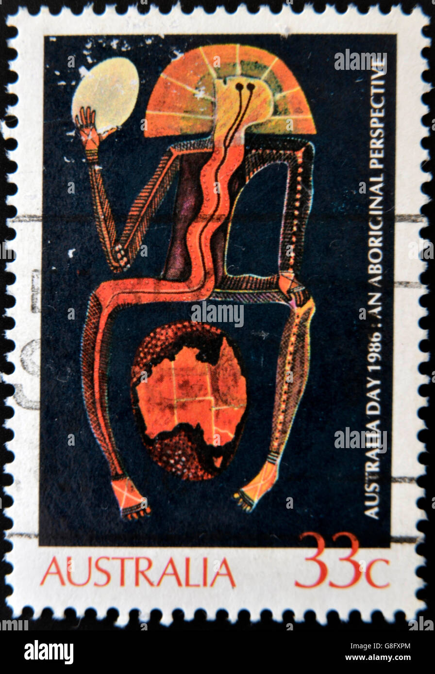 AUSTRALIA - CIRCA 1986 : A stamp printed in Australia shows Aboriginal ...