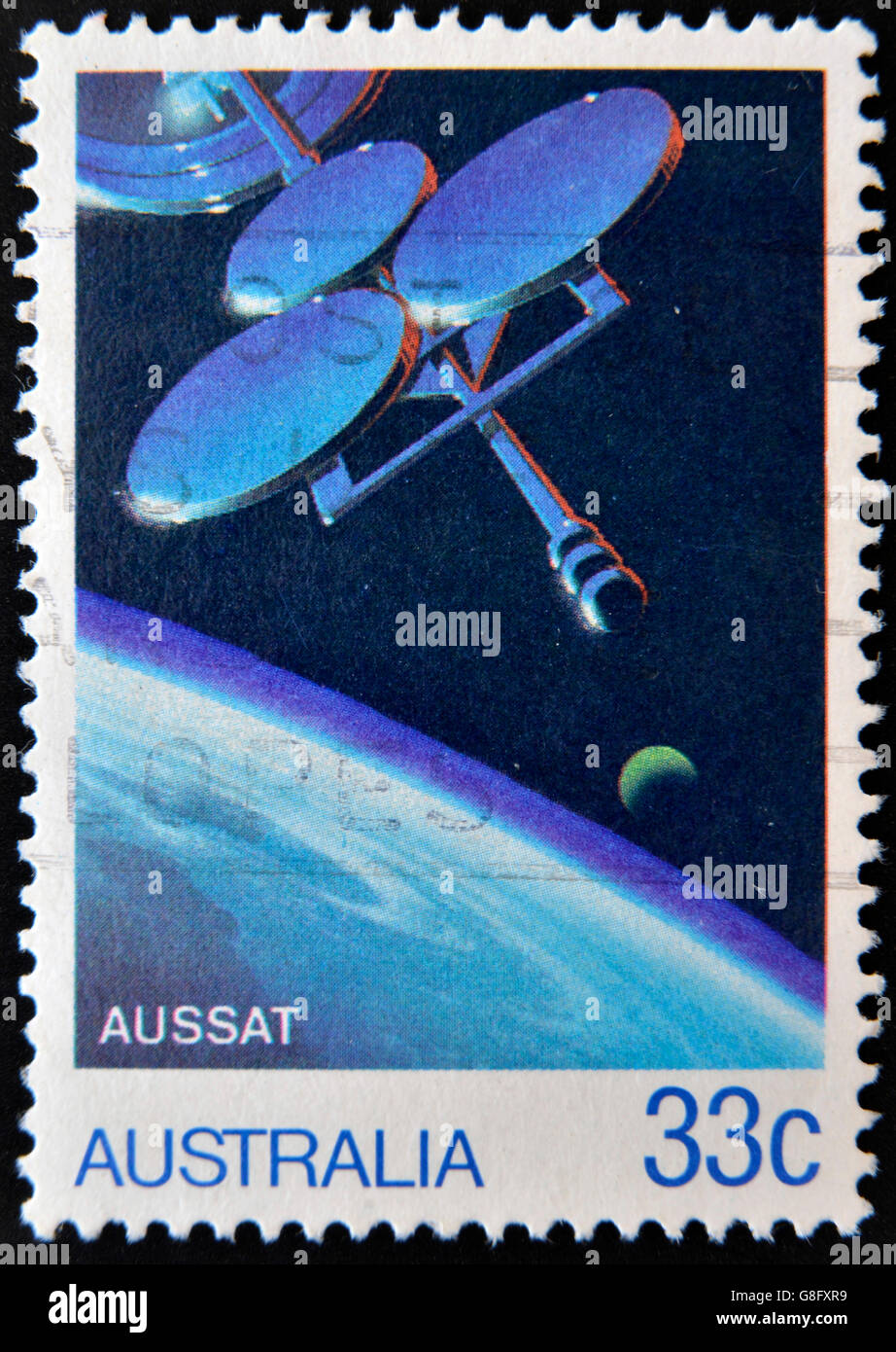 AUSTRALIA - CIRCA 1986: A stamp printed in ustraia shows AUSSAT, circa ...